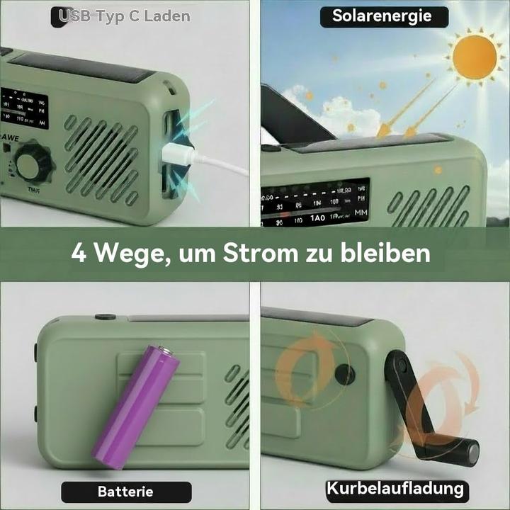 Fuhuihe Notfallradio mit Solar- und Kurbel-Ladefunktion - Digitec