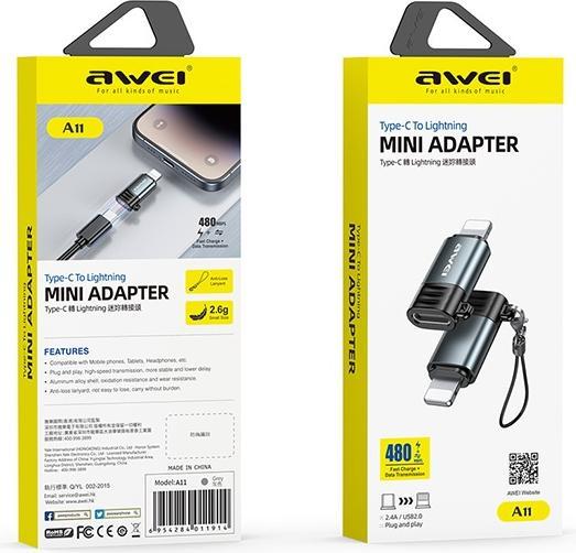 Awei Adapter A11 USB-C/Lightning szary /grey - kaufen bei Galaxus