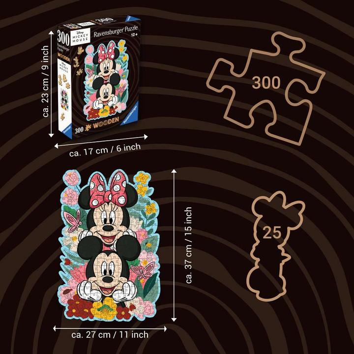 Ravensburger WOODEN Puzzle 12000762 - Mickey & Minnie - 300 Teile ...