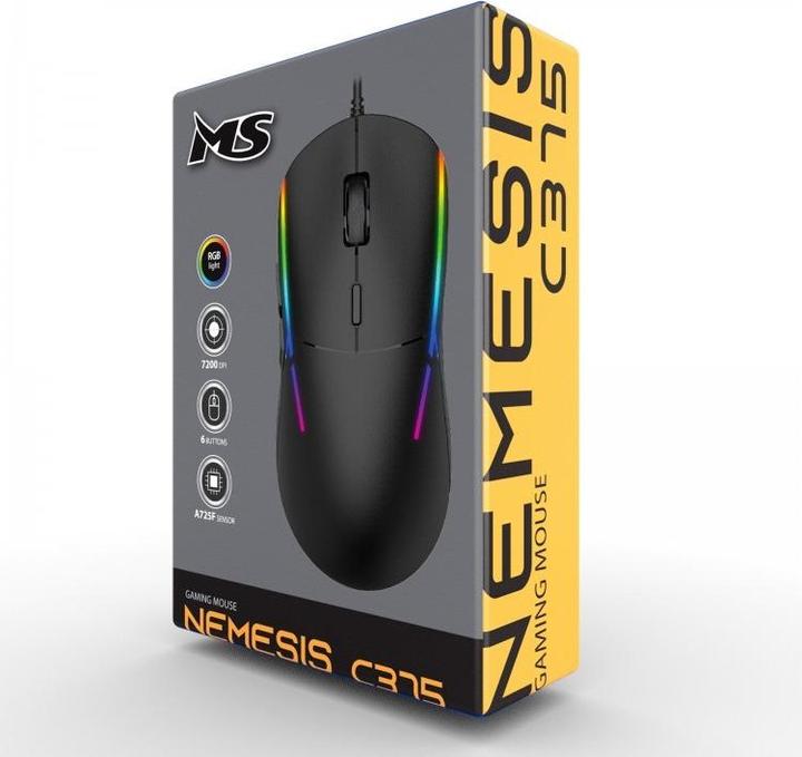 MS Industrial Wired gaming mouse Nemesis C375 7200 DPI RGB LED black ...