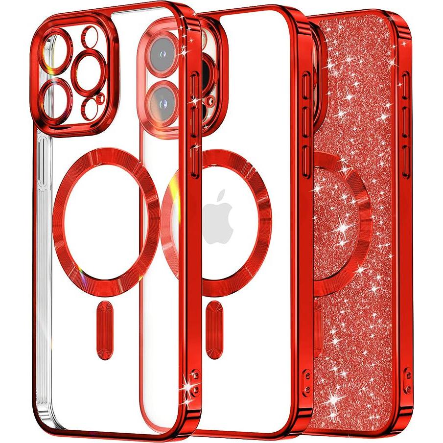 Techsuit - Luxury Glitter MagSafe - iPhone 13 Pro Max - Red - Galaxus