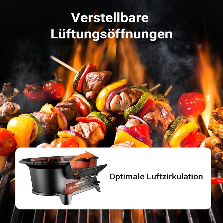 Wiltec Cast Iron Charcoal Grill BBQ Oval Tabletop Barbecue Outdoor ...