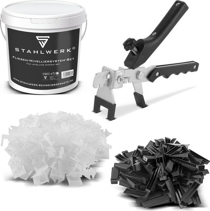 Stahlwerk Tile levelling set 200 pull tabs for 2 mm joint width laying ...