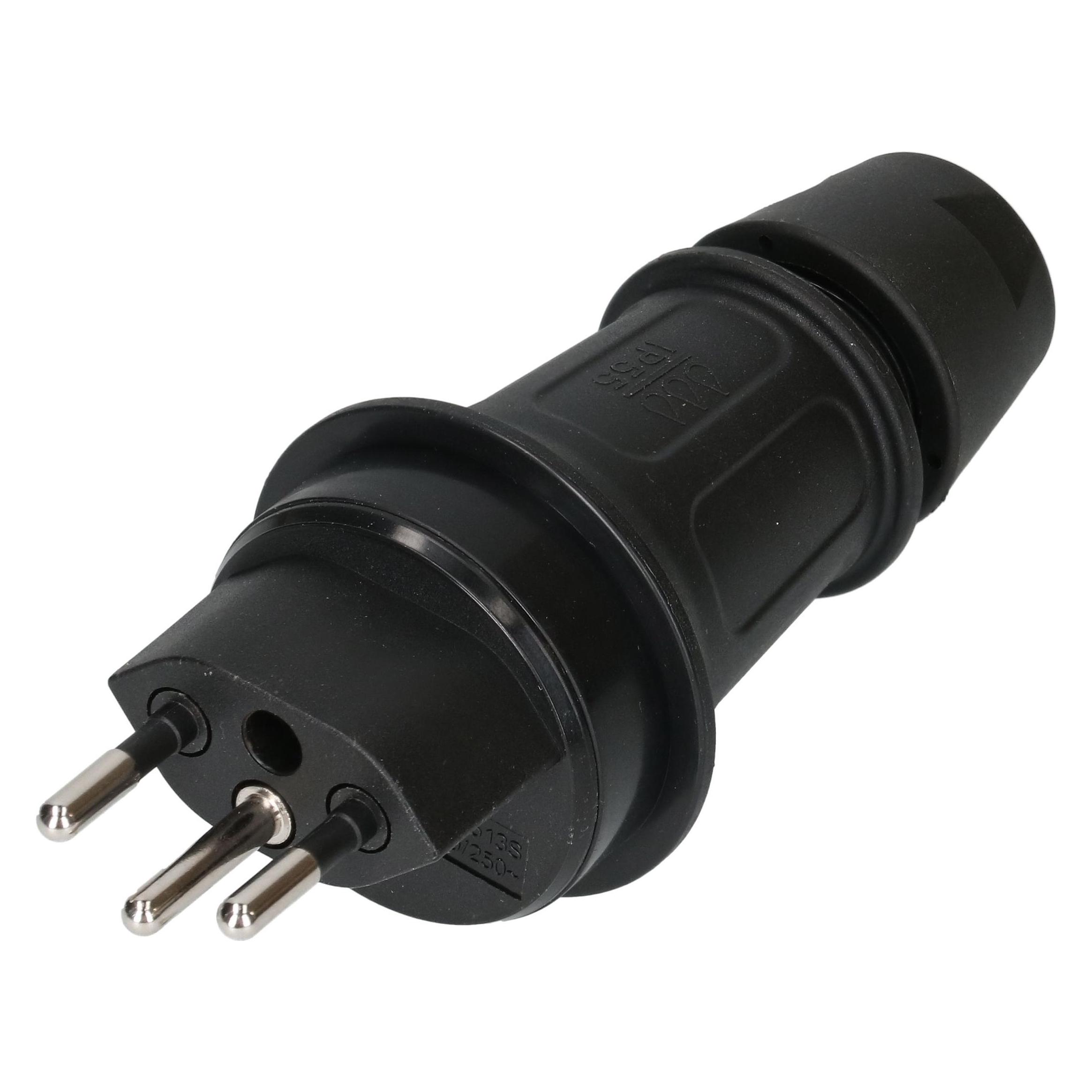 Max Hauri Stecker TH Typ 13 3-polig schwarz IP55 10A, 10 Stk.