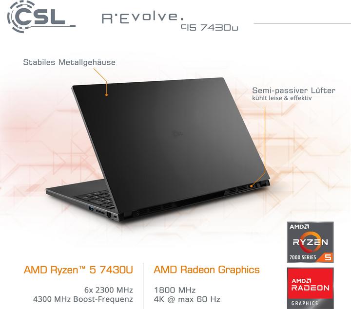CSL Notebook R'Evolve C15 5500U 8GB 1000GB Windows 11 Home (15.60 ...