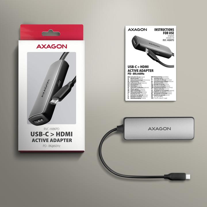 Axagon RVC-HI8KPD, USB-C -> HDMI 2.1 redukce / adaptér, 8K/60Hz, 4K ...