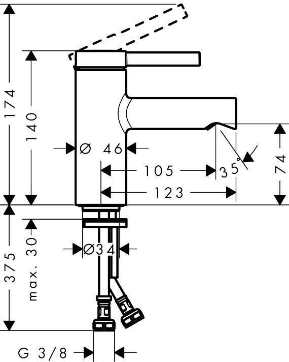 hansgrohe Sink Mixer Tap with Push-Open Waste, Energy-Saving CoolStart ...