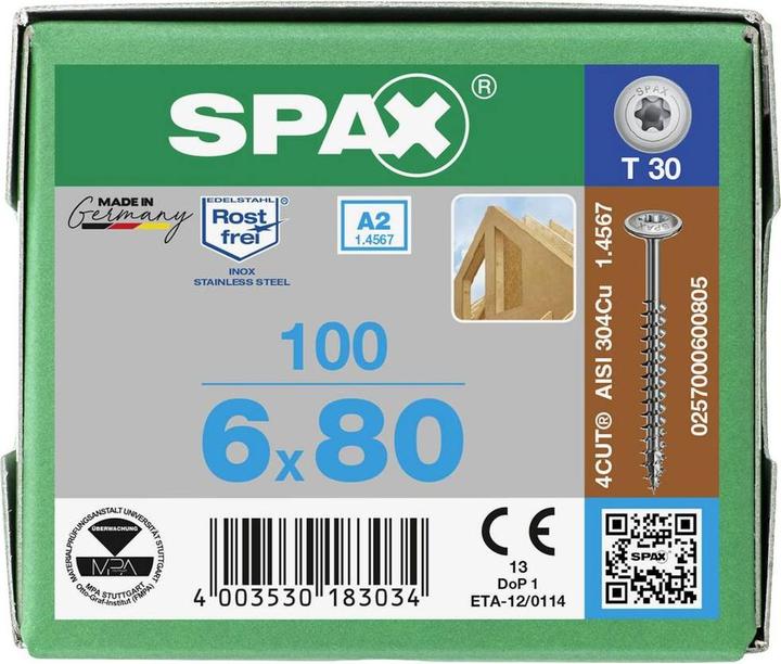 Spax A2 Disc Head T-Star Plus T30 Fully Threaded (100 Screws per piece ...