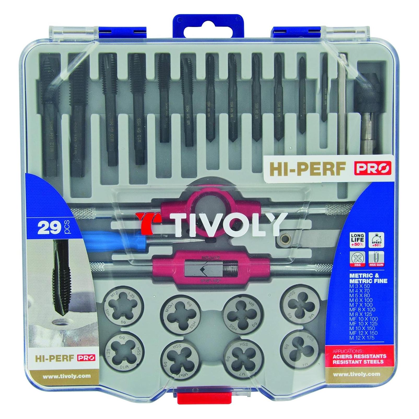 Tivoly Foret à tarauder et filière avec accessoires pour filetage ...
