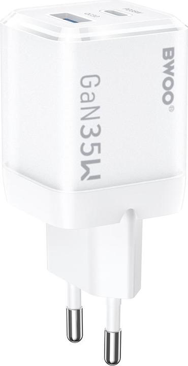 Bwoo GaN wall charger CDA222 PD 35W 1 x USB 1 x USB-C, white - Galaxus