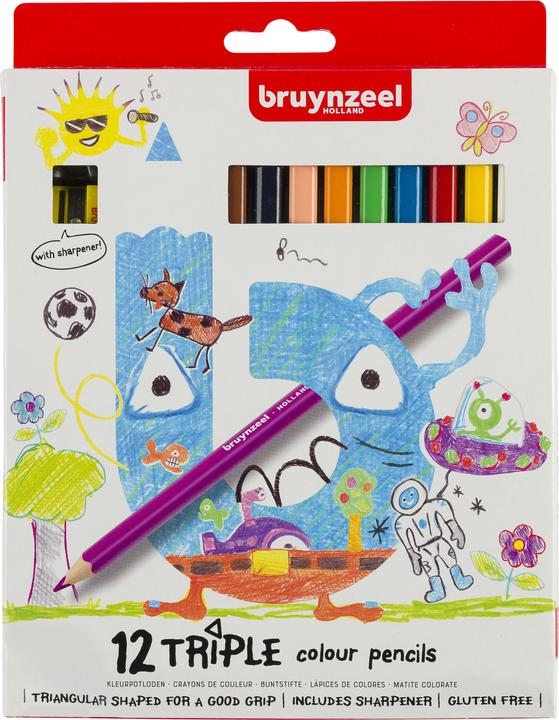 Bruynzeel Crayons de couleur Triple Set de 12, multicolores - Digitec