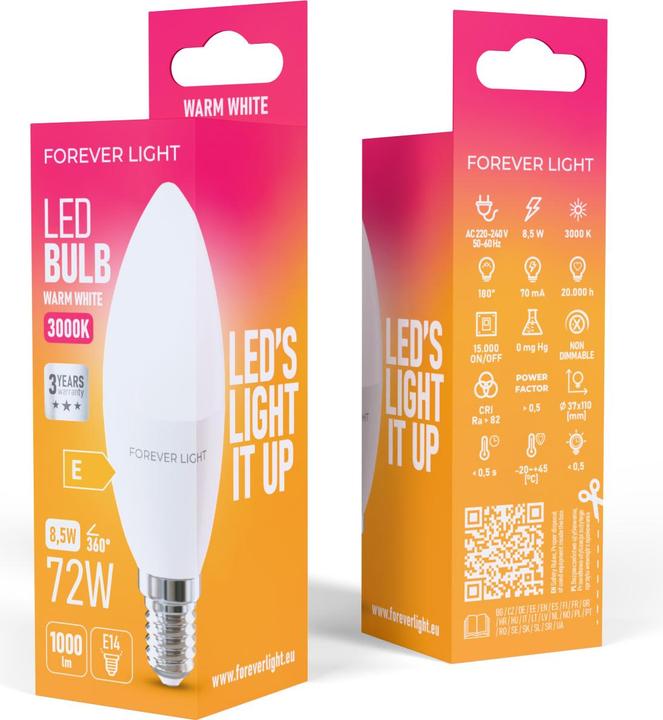 Forever Light LED Bulb E14 C37 8.5W 1000lm 3000K class E - Galaxus