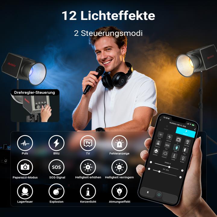 Multiblitz Set Fotolicht LED 100W Lampenstativ Lichtstativ Fotostudio ...