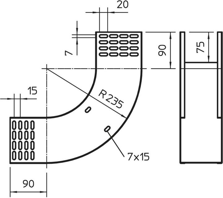 OBO Bettermann OBO RBV 140 S FS vertical bend 90Â° rising 110x400 St FS - Galaxus