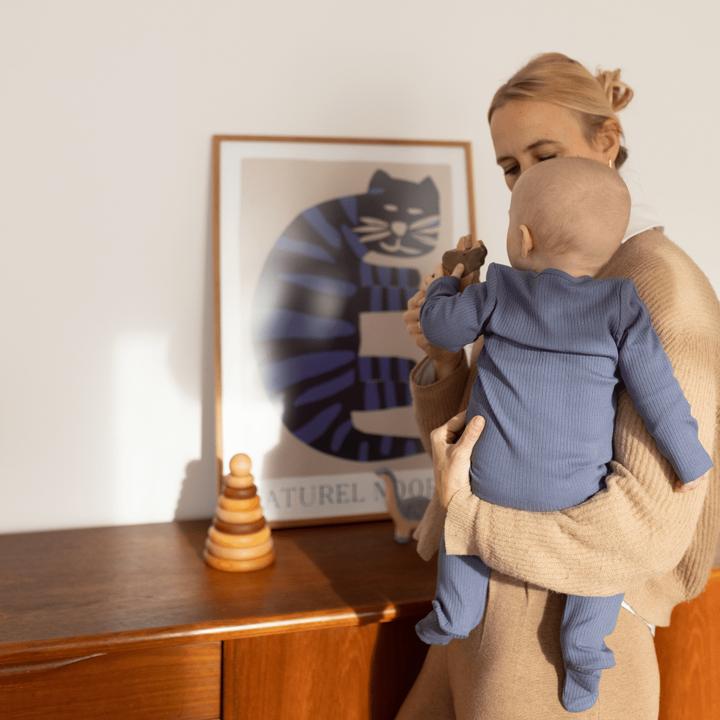 Emma & noah Schlafanzug mit Füssen Essential Blau (50, 56) - Galaxus