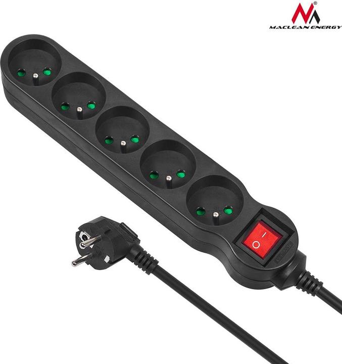 Maclean MCE185 power extension 5 AC outlet(s) Indoor Black - Galaxus