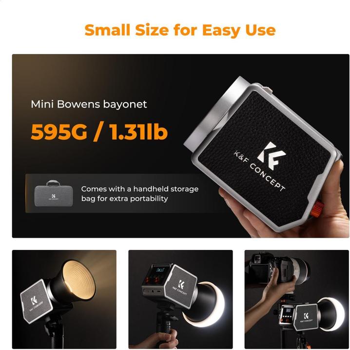 K&F Concept 60W Dual Color Temperature COB Light, Built-in 4500mah battery