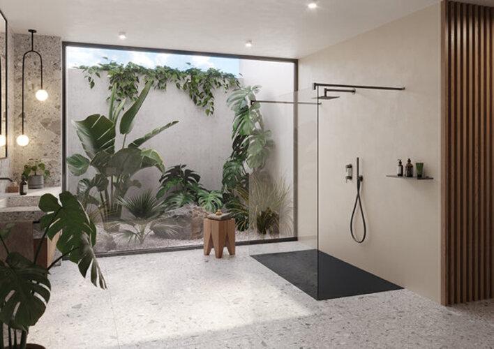 Hüppe EasyFlat shower tray, drain short side, rectangular, 1200x1000mm ...