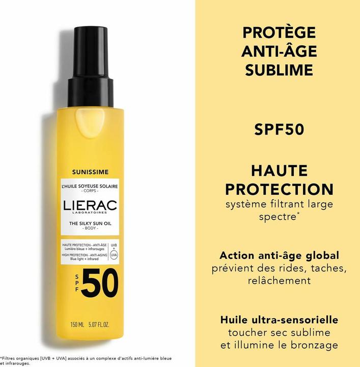 Lierac El Aceite Solar Sedoso SPF50 (Suntan oil, SPF 50, 150 ml, 150 g ...