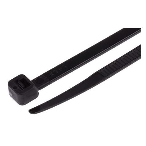 RS PRO Cable Tie 385x4.8 Black UV resistant (Plastic cable ties, 385 mm ...