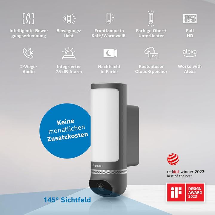 Bosch Hausgeräte Bewegungsmelder-Kamera mit 1080p, Sirene, Alexa ...
