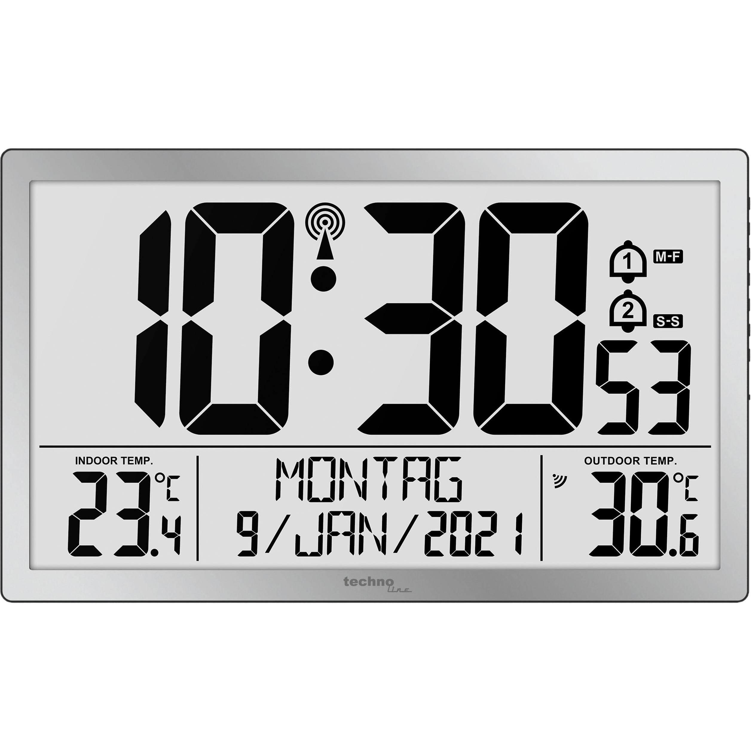 Technoline WS8113 Moderne Digitale Wanduhr Funk mit Innen- und ...