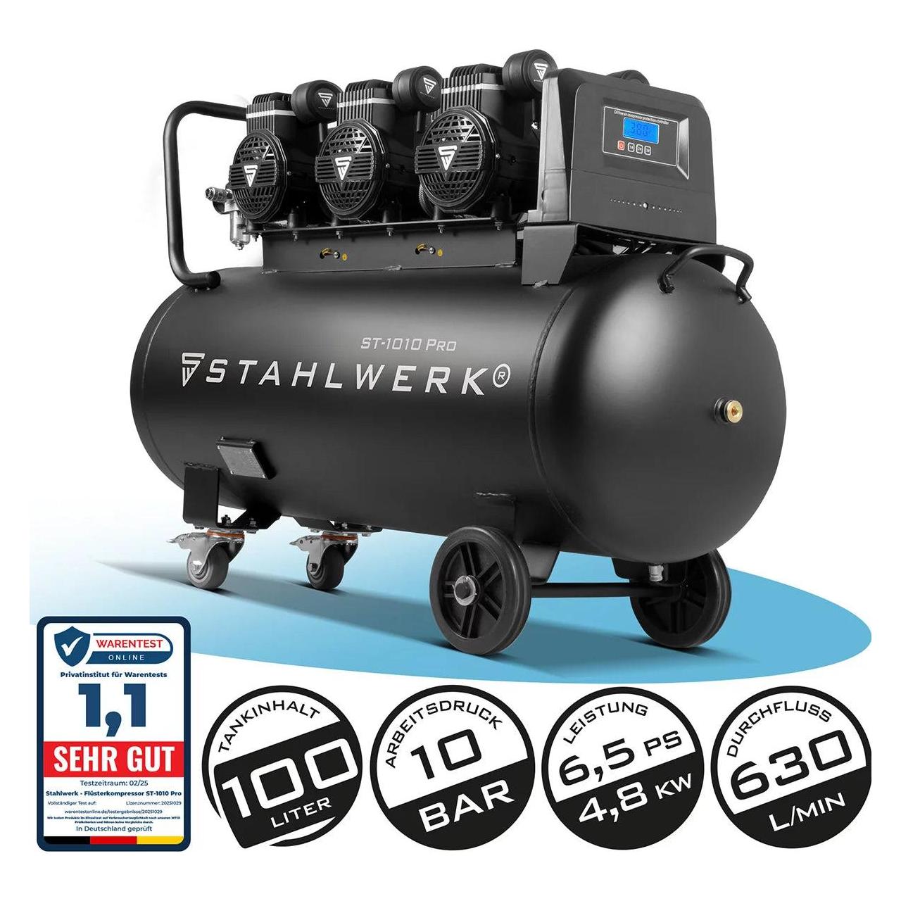Stahlwerk Kompressor ST-1010 Pro 10 bar, 6,5 PS, 4,8 kW, 630 l/min, 100 ...