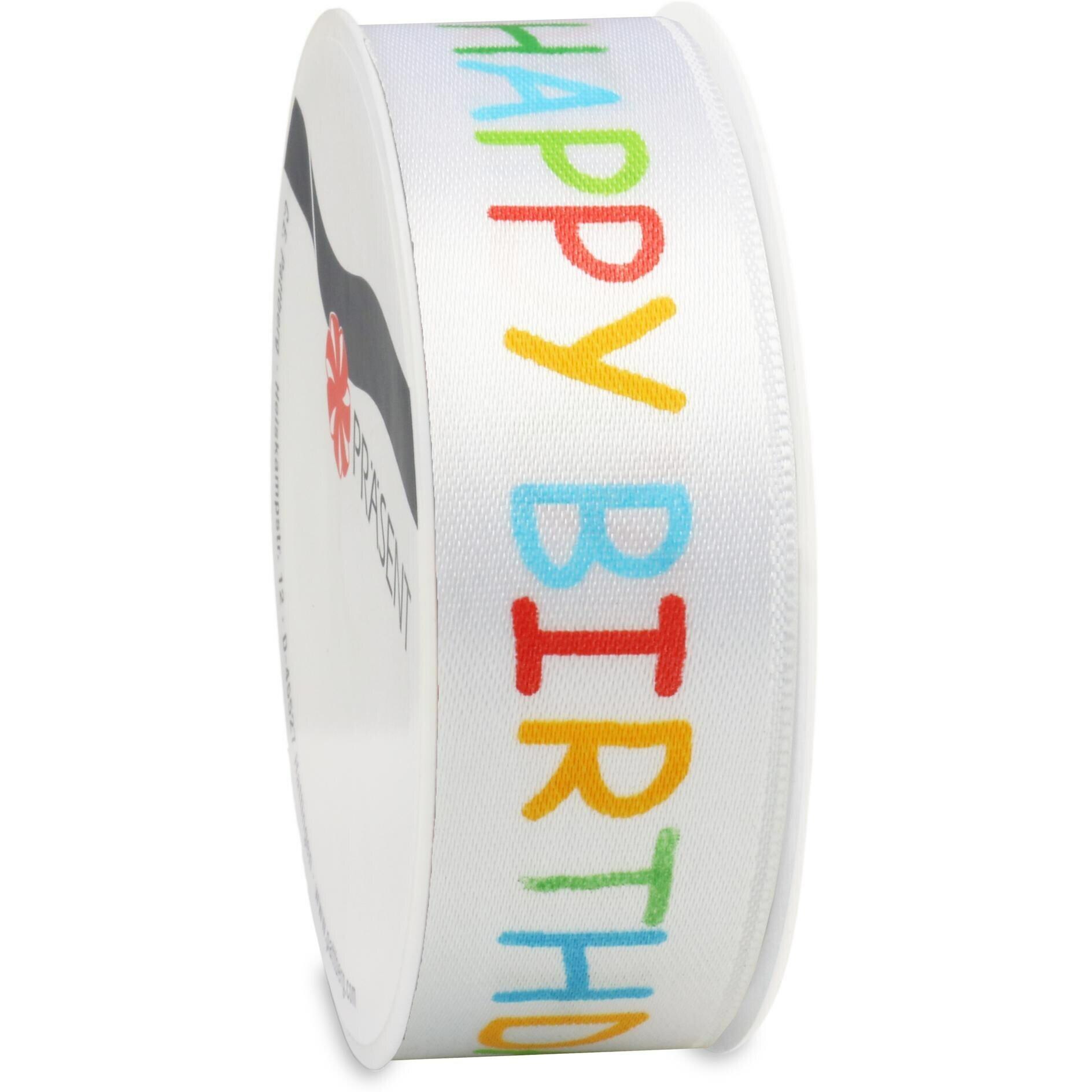 Magni Satinband 25mmx3m Happy Birthday weiss - kaufen bei Digitec