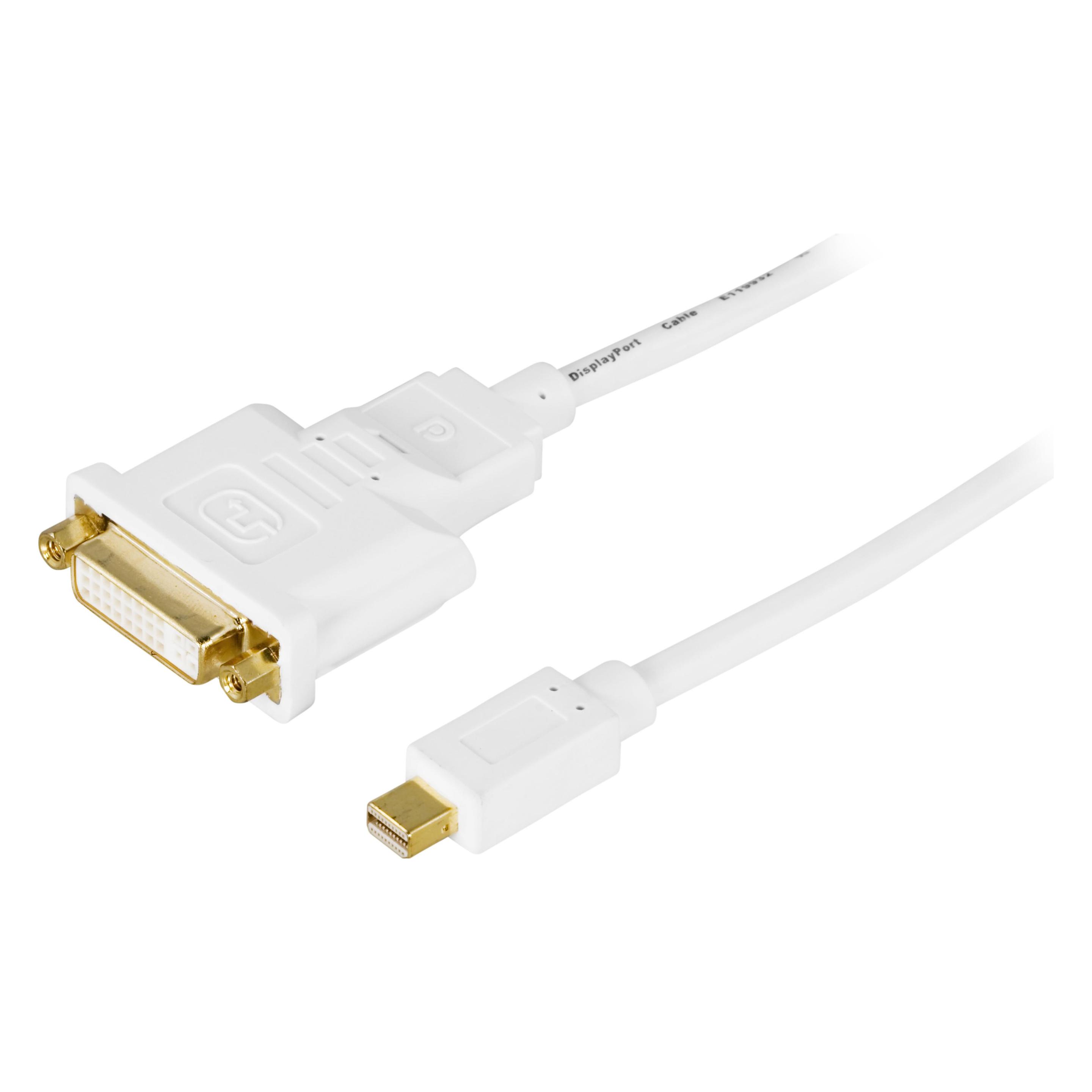 Deltaco Kbl Mini DisplayPort till DVI-I 20-pin ha-24-pin ho 1m vit ...