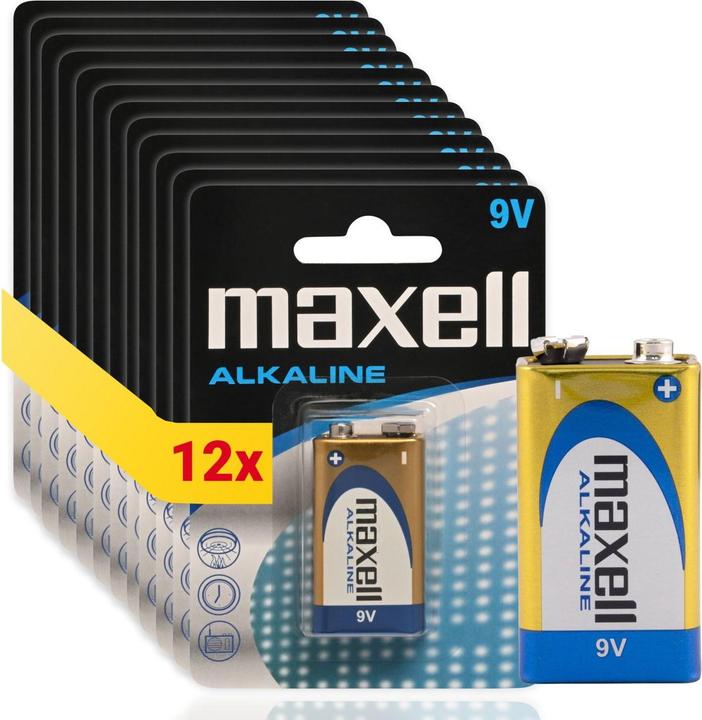 Maxell 9V Alkaline Batterie (6LR61 / MN1604) – 12 Stück