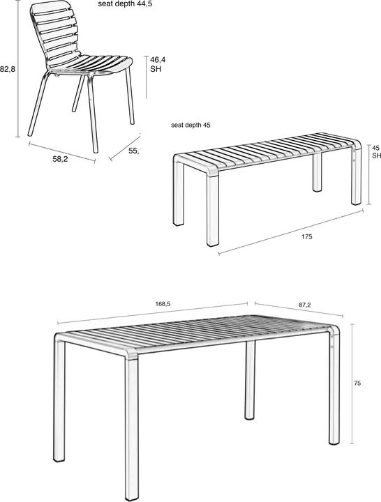 Zuiver Set Garden Table Vondel 168,5 + 2 Chair Vondel + B