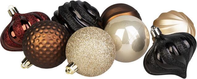 Kaemingk Christbaumkugeln - 30 Stück - Kunststoff - ø ca. 7 cm - schwarz/braun/creme (30 x ...