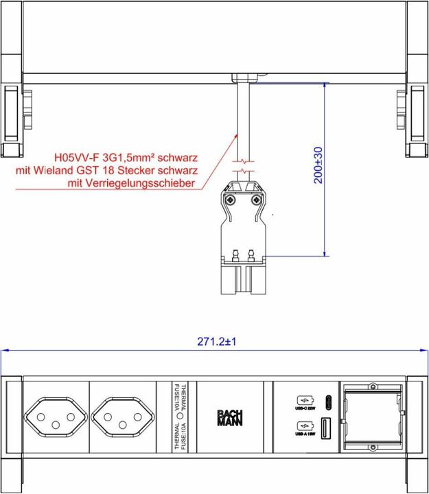 Bachmann DESK 2 Facility System 2xCH 1xUSB A and B Charger 1xCustom ...