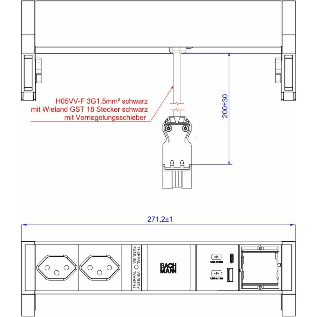 Bachmann DESK 2 Facility System 2xCH 1xUSB A and B Charger 1xCustom ...