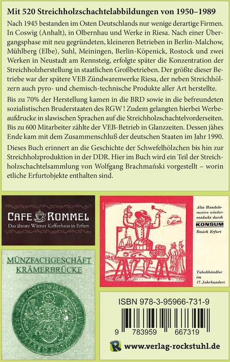 Rockstuhl Streichholzschachteln als Werbeträger in der DDR 1950-1989 ...