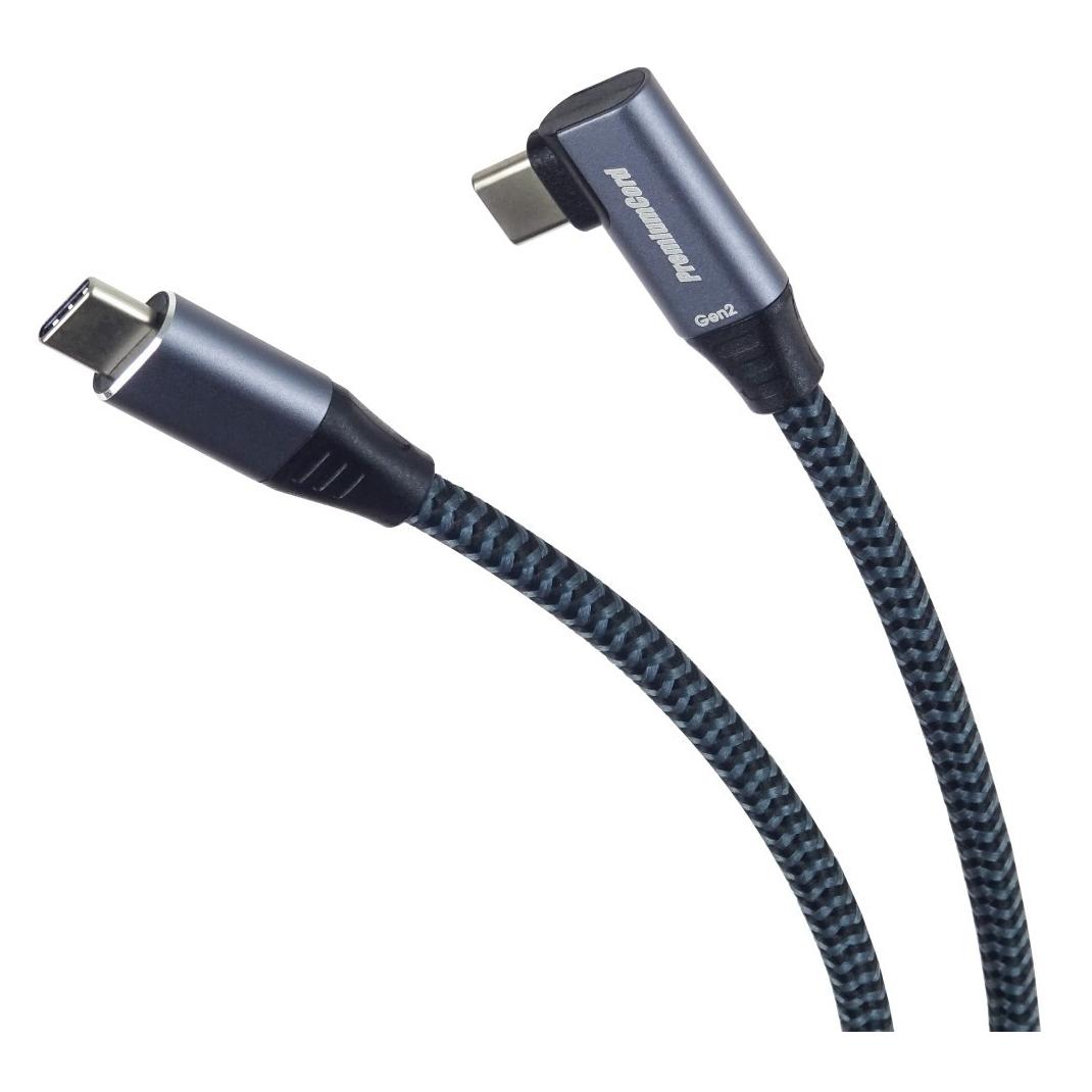 PremiumCord USB-C curved cable (USB 3.2 GEN 2x2, 5A, 100W, 20Gbit/s ...