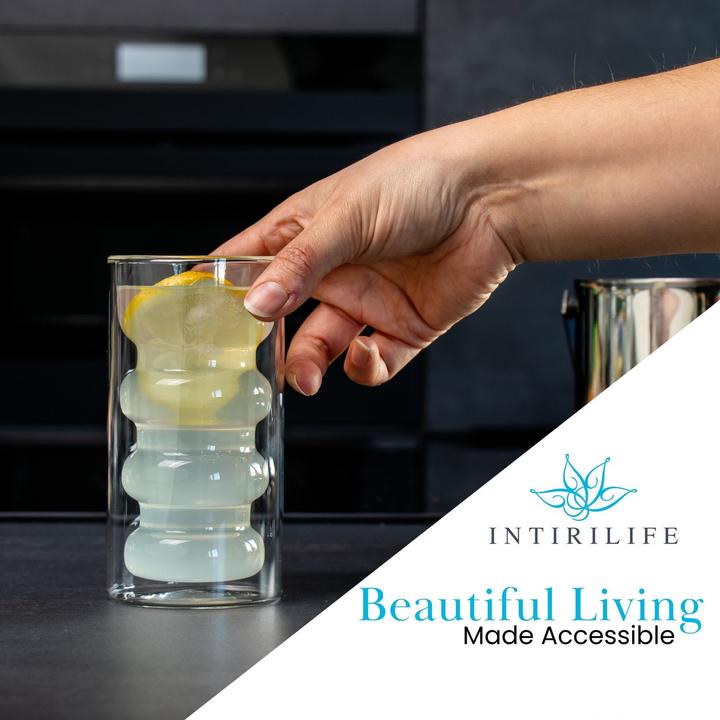 Intirilife Thermo coffee tea glass 260 ml grooved style (0.26 l, 4 x ...