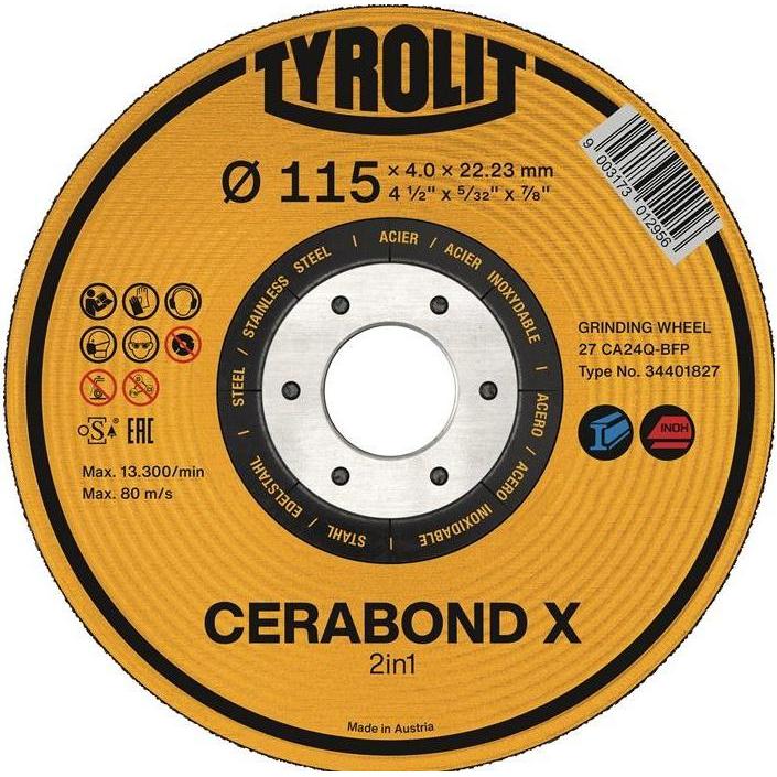 Tyrolit Schruppscheibe CERABOND X D178xS7mm gekröpft INOX/Stahl Bohrung ...