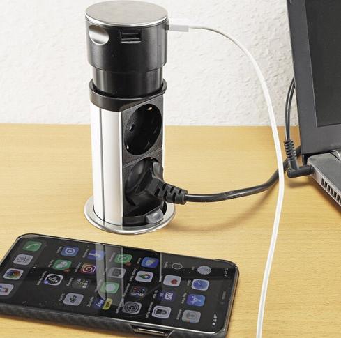 Chilitec Built-in desk socket outlet, 3-gang, UBS-A+C - buy at Galaxus