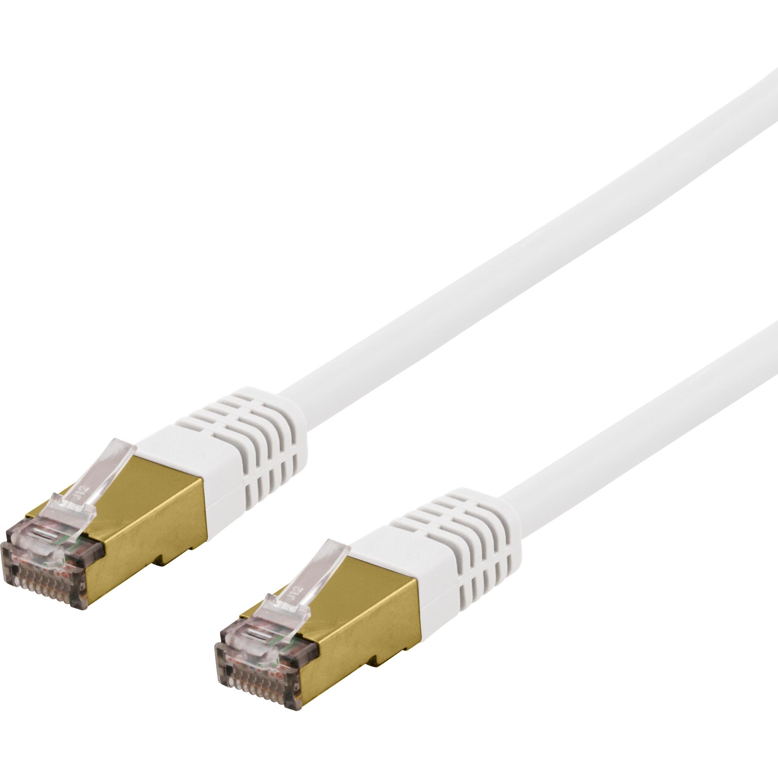 Deltaco S/FTP Cat6a patch cable delta cert LSZH 2m white (S/FTP, CAT6a ...