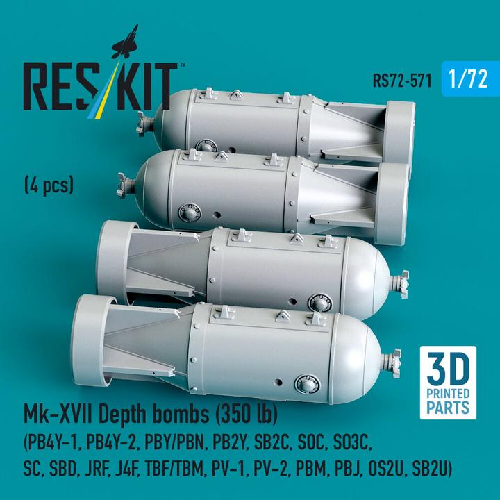 ResKit Mk-XVII Depth bombs (350 lb) (4 pcs) (PB4Y-1, PB4Y-2, PBY/PBN ...