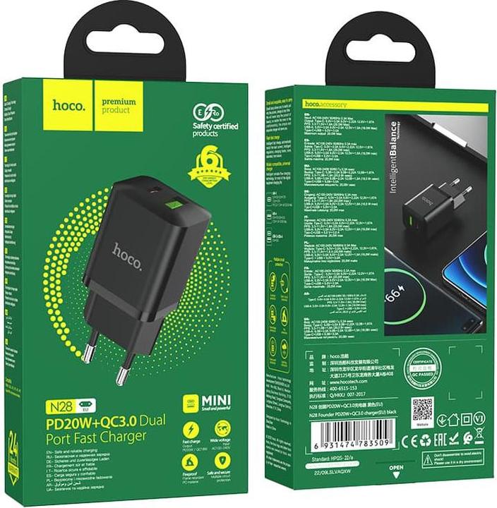 Hoco N28 PD20W + QC3.0 Dual USB-C & USB-A Schwarz - kaufen bei Digitec ...