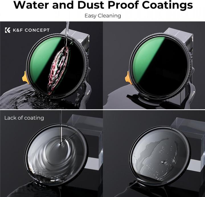 K&F Concept 49mm 2-in-1 Black mist1/4+Variable ND2400, Anti-Scratch ...