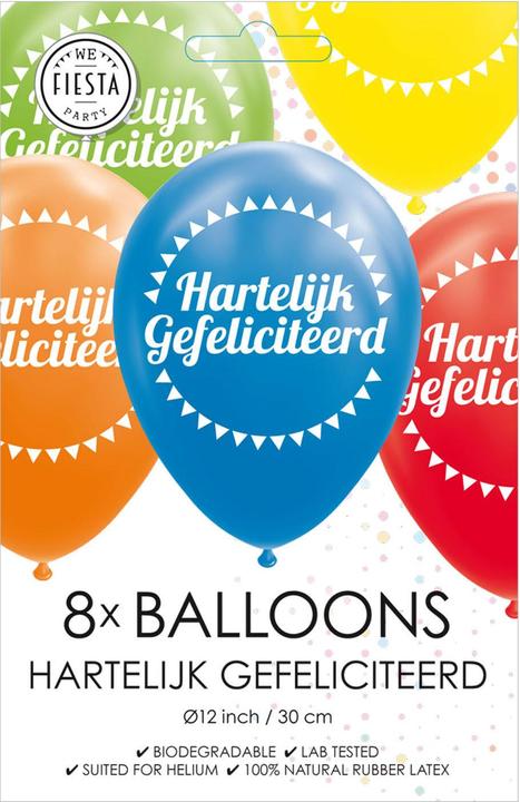 Globos Europe Luftballons Happy Birthday Mix Colors 30cm, 8St.