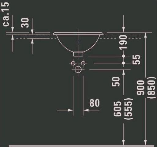 Duravit Built-in washbasin ARCHITEC m ÜL o HLB d= 400mm without tap ...
