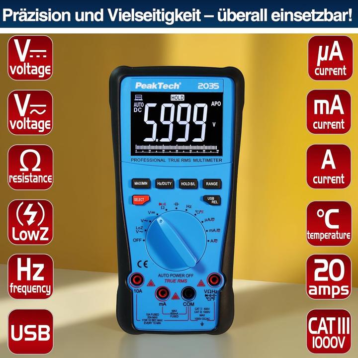 Peaktech Multimeter, digital, 1kV, 20MHz, 60MOhm - kaufen bei Galaxus