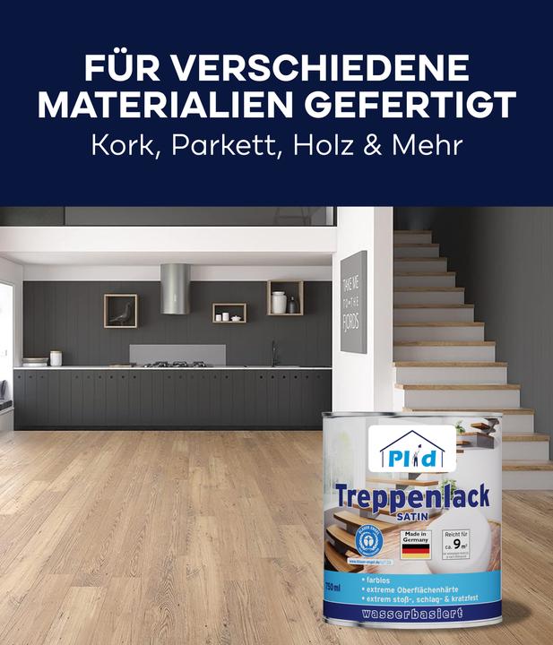 Plid Stair varnish set 1.5L glossy for approx. 18m² /Stair varnish ...