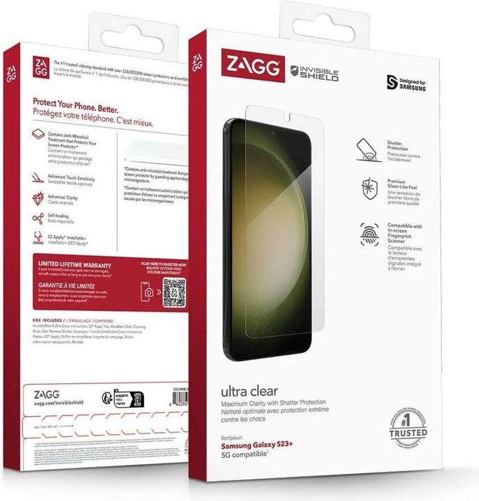 Zagg InvisibleShield Screen Protector for Samsung Galaxy S23 Plus ...