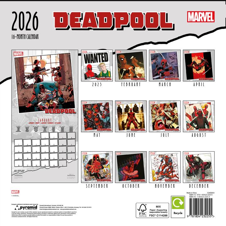 Pyramid Marvel Deadpool Square Calendar 2026 30x30 - Galaxus