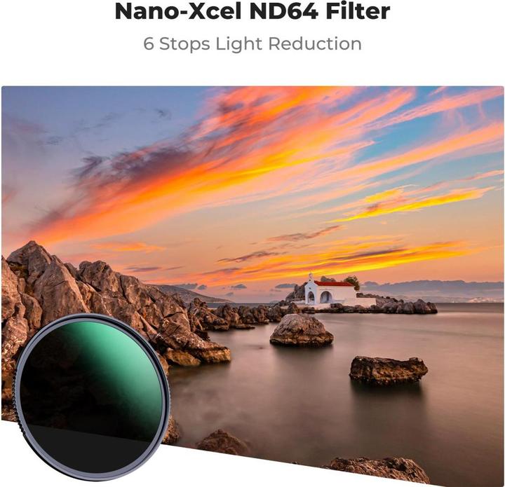 K&F Concept 77MM ND64 Filter HD Waterproof Anti Scratch 28 Layers Green ...